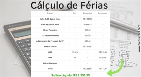 C Lculo De F Rias Valores Que Voc Ir Receber Calculadora Online