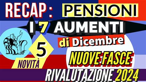 RECAP PENSIONI 5 NOVITÀ 2024 i 7 AUMENTI di DICEMBRE RIVALUTAZIONE