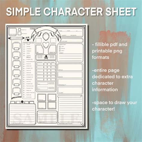 Character Sheet D D 5E Etsy