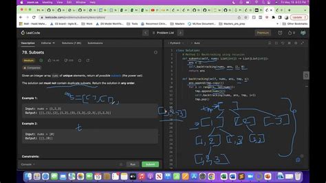 78 subsets python backtracking using recursion and iteration youtube