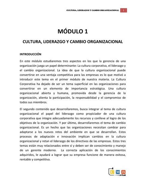 Pdf Cultura Liderazgo Y Cambio Organizacionalvirtualnet Umb Edu Co