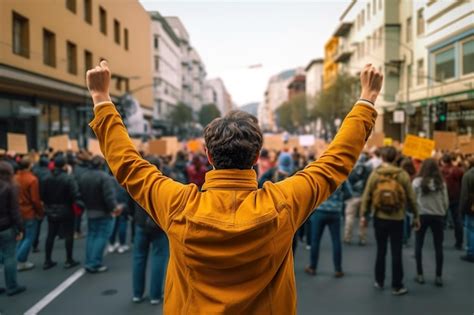 Premium Photo A Man Raising His Arms In The Air In Front Of A Crowd