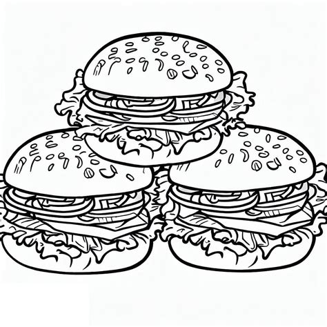 Coloriage Trois Hamburgers télécharger et imprimer gratuit sur