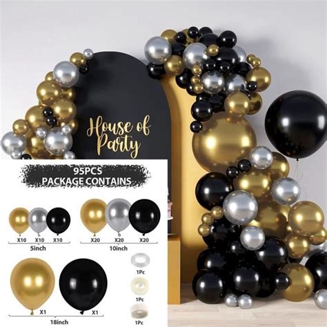 Kit de ballons en arc bleu et argent guirlande en métal et argent décor