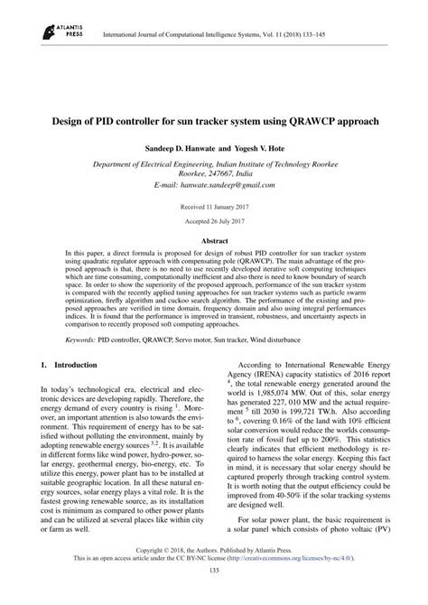 PDF Design Of PID Controller For Sun Tracker System Using PID