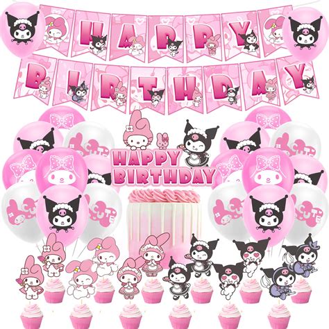 Buy Birthday Decorations Sanrio Balloons My Melody Birthday Banner Kuromi Cake Toppers My Melody