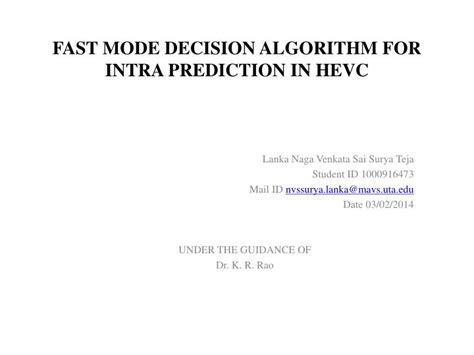 ppt fast mode decision algorithm for intra prediction in hevc powerpoint presentation id 6712985