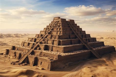 Premium AI Image An Ancient Sumerian Ziggurat Rising Majestically I
