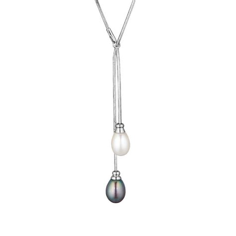 Collier Cravate De Perles De Culture Blanches Et Noires Mon Boudoir