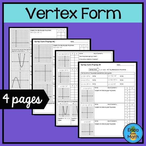 Graphing Quadratics Vertex Standard Form Worksheets Made By Teachers