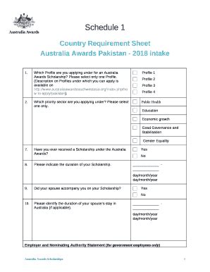 Australia Awards Pakistan Intake Doc Template Pdffiller