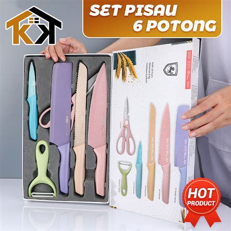 Jual KK Pisau Dapur Set Stainless Knife Anti Lengket Isi 6 Pcs