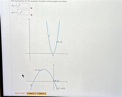 solved find expressions for the quadratic functions whose