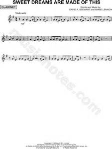 Eurythmics Sweet Dreams Are Made Of This Sheet Music Clarinet Solo