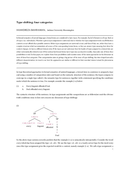 pdf type shifting in formal semantics of natural languages hamidreza bahramian