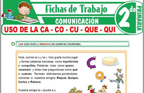 Palabras Con Ca Que Qui Co Cu