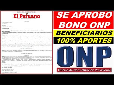SE PUBLICO EN EL PERUANO BONO ONP 2023 YA ES OFICIAL EL BONO DE