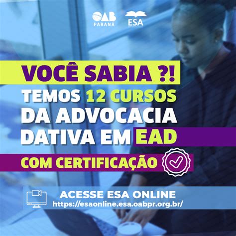 12 Cursos Da Advocacia Dativa Em EAD ESA