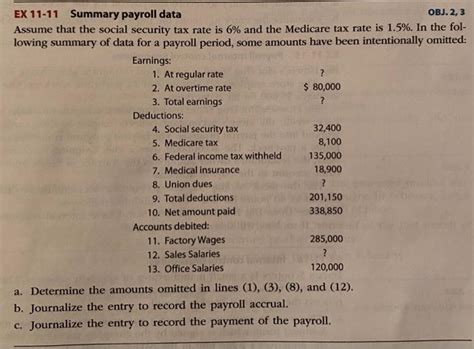 Solved OBJ 2 3 EX 11 11 Summary Payroll Data Assume That Chegg