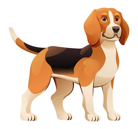 Lindo beagle perro vector ilustración de dibujos animados Vector Premium