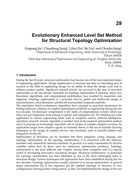 pdf evolutionary enhanced level set method for structural topology optimization