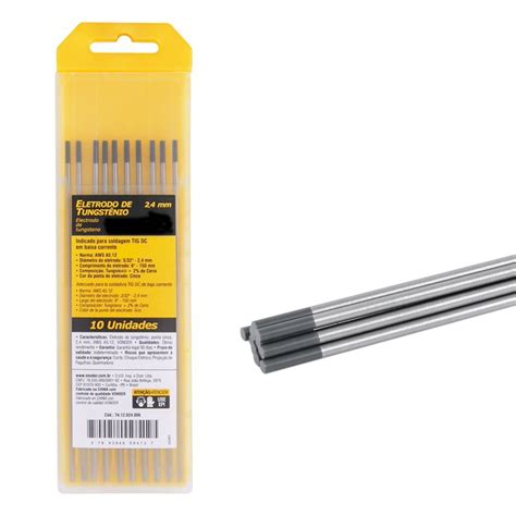Kit 10 unid Eletrodo de Tungstênio Ponta Cinza Cério 2 4mm AWS A5