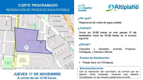 Iquique Aguas Del Altiplano Realizará Corte Programado En Sector De