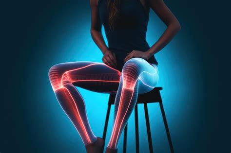Una Mujer Se Sienta En Una Silla Con Las Piernas Resaltadas Foto Premium