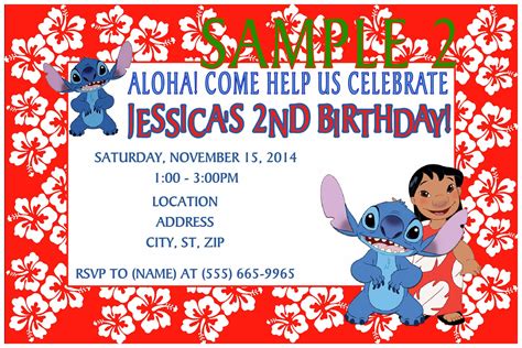 Lilo Stitch Birthday Invitation Click On The Image Twice To Place