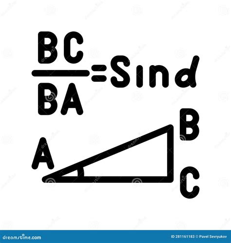 Trigonometry Math Science Education Line Icon Vector Illustration Stock