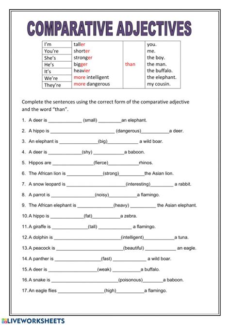 Ejercicio De Grammar Comparative Adjectives AdverbWorksheets Net