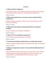 Chapter 1 Docx Chapter 1 1 Define Operations Management The