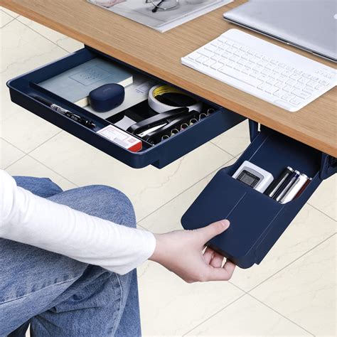 Buy Under Desk Drawer Organizer 2 Pack Hidden Pencil Storage Organizer