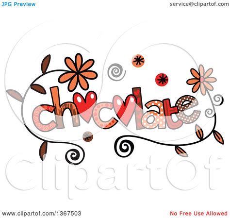 Clipart Of Colorful Sketched Chocolate Word Art Royalty Free Vector