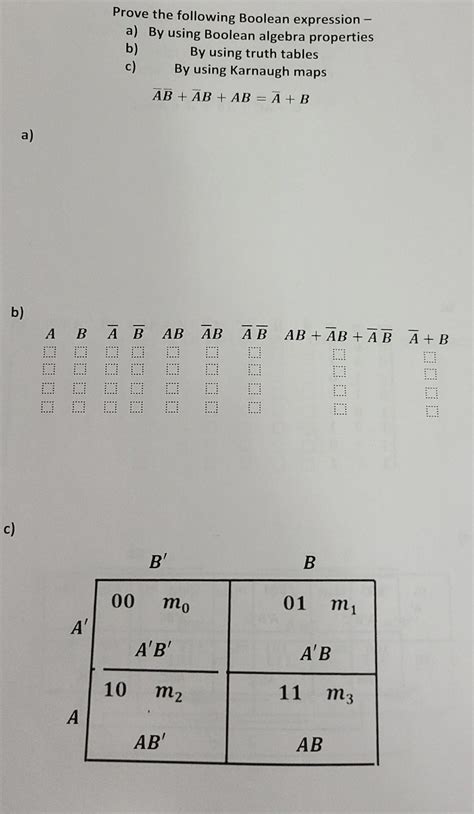 solved prove the following boolean expression a by using