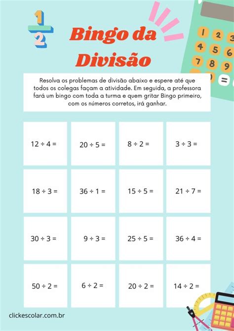 Atividades de Divisão Para treinar e aprender