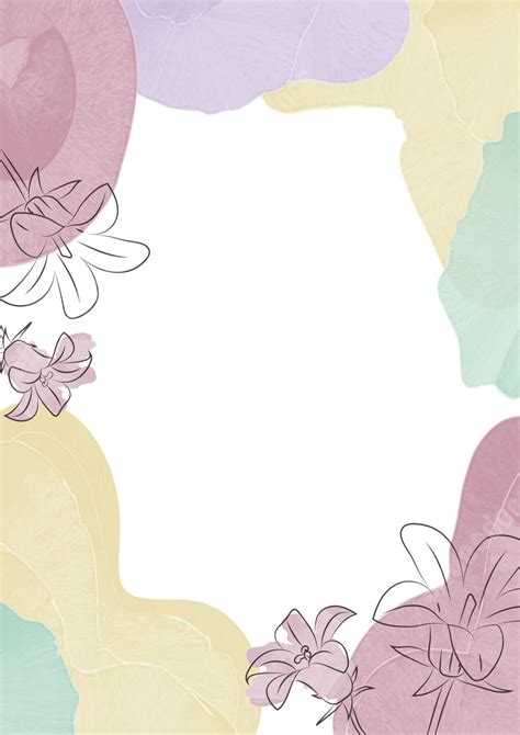 Botanical Aesthetic Lines In Watercolor Page Border Background Word