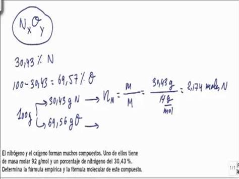 Bachillerato fórmula empírica y molecular quimica ejercicio resuelto
