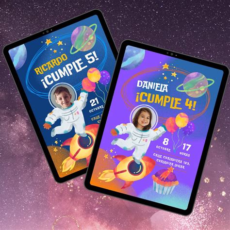 Invitación Cumpleaños Astronauta Fiesta de Cumpleaños Etsy México