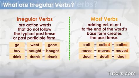 Exles Of Regular And Irregular Verbs In English Infoupdate Org