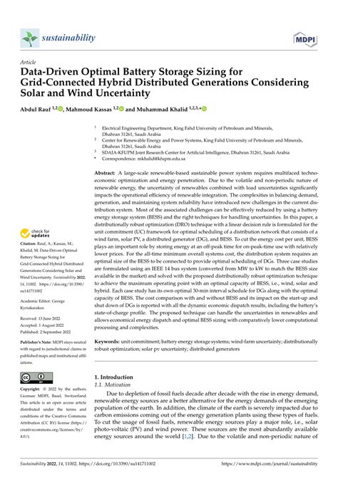pdf data driven optimal battery storage sizing for grid connected hybrid distributed