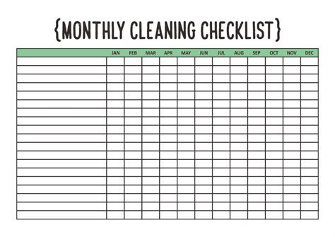A Printable Cleaning Checklist