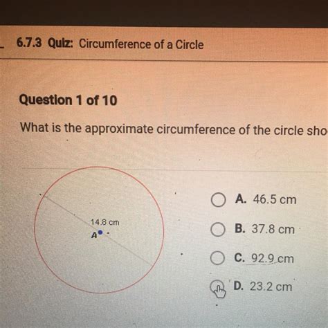 what is the approximate circumference of the circle s