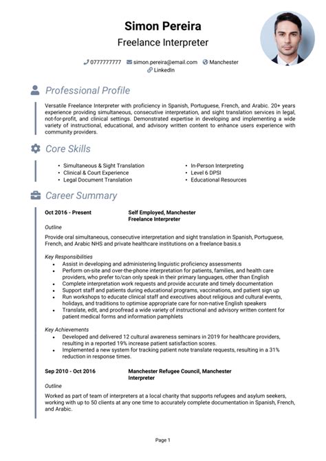 Interpreter Cv Examples Guide Get Noticed