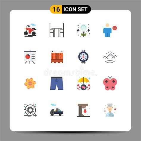 Símbolos De Icono Universal Grupo De 16 Colores Planos Modernos De