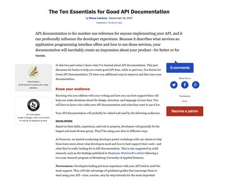 the ten essentials for good api documentation a list apart doctoolhub