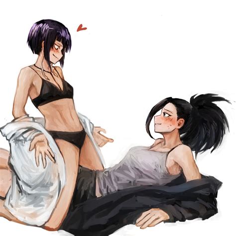 Rule 34 2girls Black Bra Black Eyes Black Hair Black Panties Blush Boku No Hero Academia Bra
