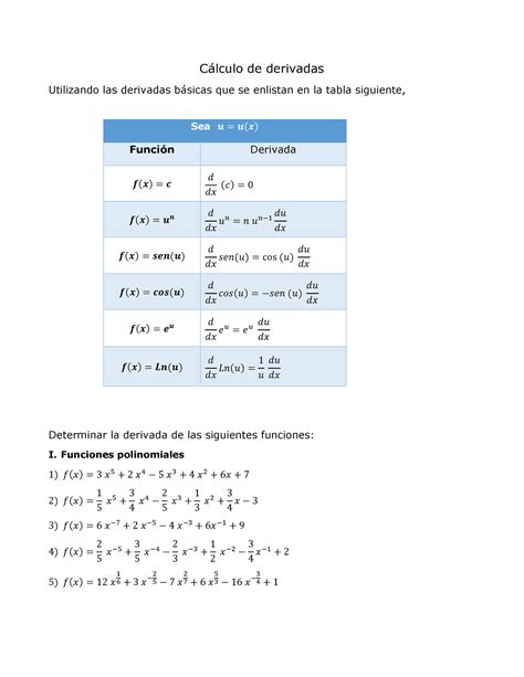 Calculo De Derivadas Ejercicios 70 Clculo De Derivadas Utilizando