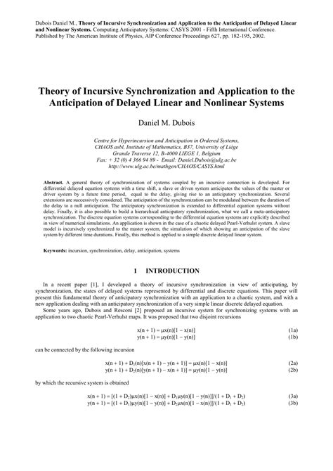 pdf theory of incursive synchronization and application to the anticipation of delayed linear