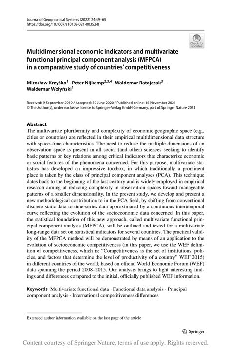 multidimensional economic indicators and multivariate functional principal component analysis